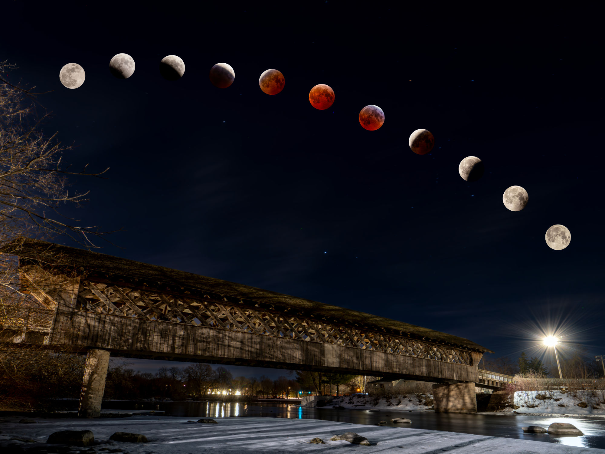 Total Lunar Eclipse—Landscape Composite Photographs around Guelph ...